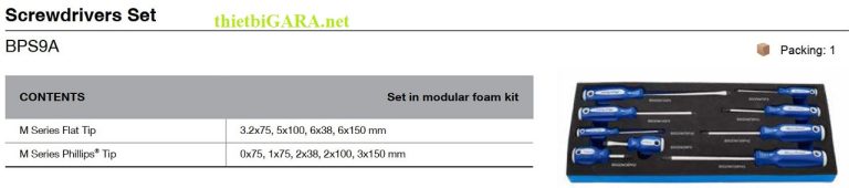 Bộ Tuốc Nơ Vít 9 Cái BPS9A Blue-point Usa